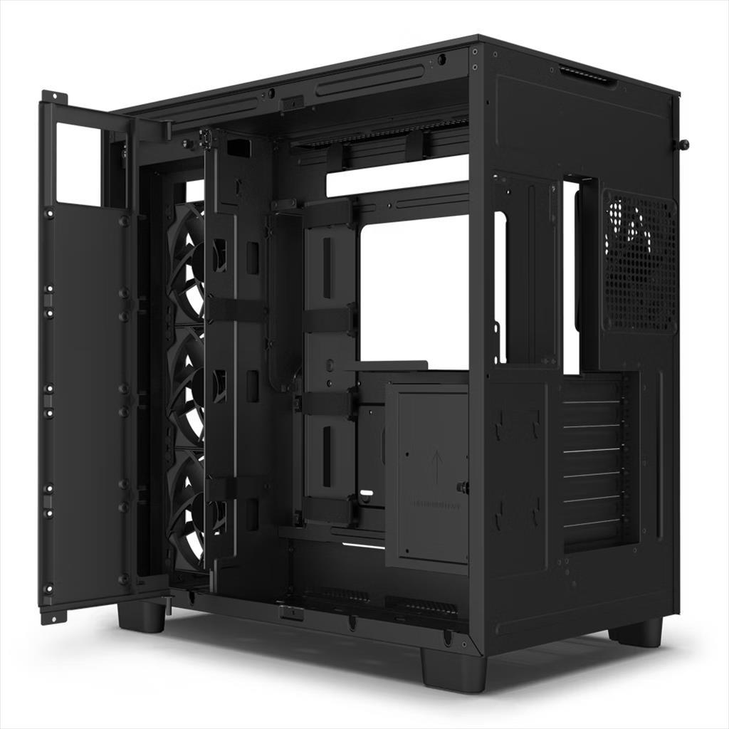 CASE NZXT ATX Mid-Tower H9 FLOW w/2xWINDOWS + Top MESH, 4x F120Q Quiet ...
