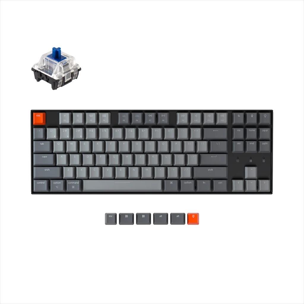 KEYBOARD MECHANICAL KEYCHRON K8 HS RGB LED TKL Gateron Optical Blue ...