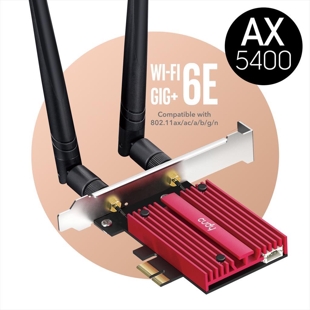 NET LAN WIRELESS PCI-E CUDY AX5400 Tri-Band WiFi 6/WiFi6E, BT 5.2 ...