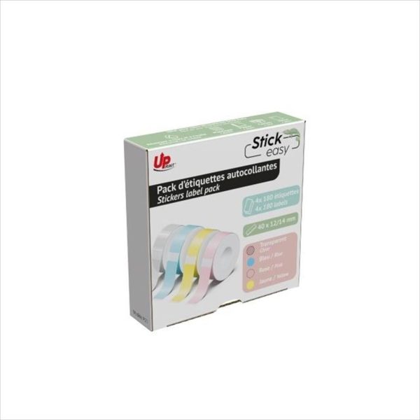 LABEL ADHESIVE ROLL 4x 180pcs UPRINT STICK EASY UP21, pink, yellow ...